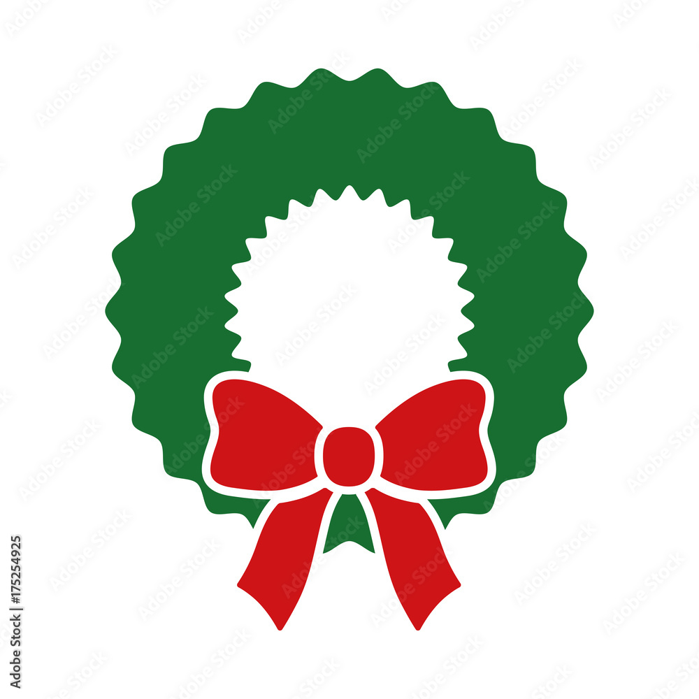 Buntes einfaches Weihnachtssymbol - Kranz mit Schleife Stock ...