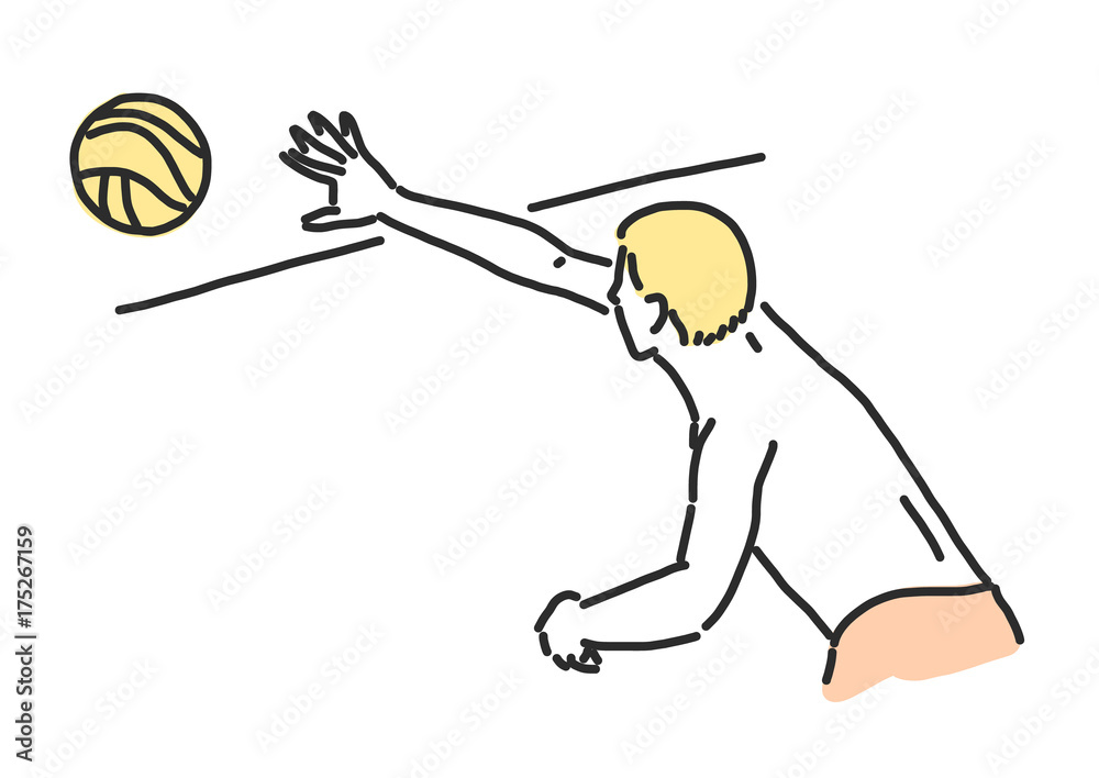 Beach volleyball line drawing illustration in various poses. Stock ...