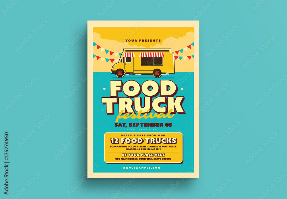 Food Truck Flyer Layout 1 Stock Template | Adobe Stock