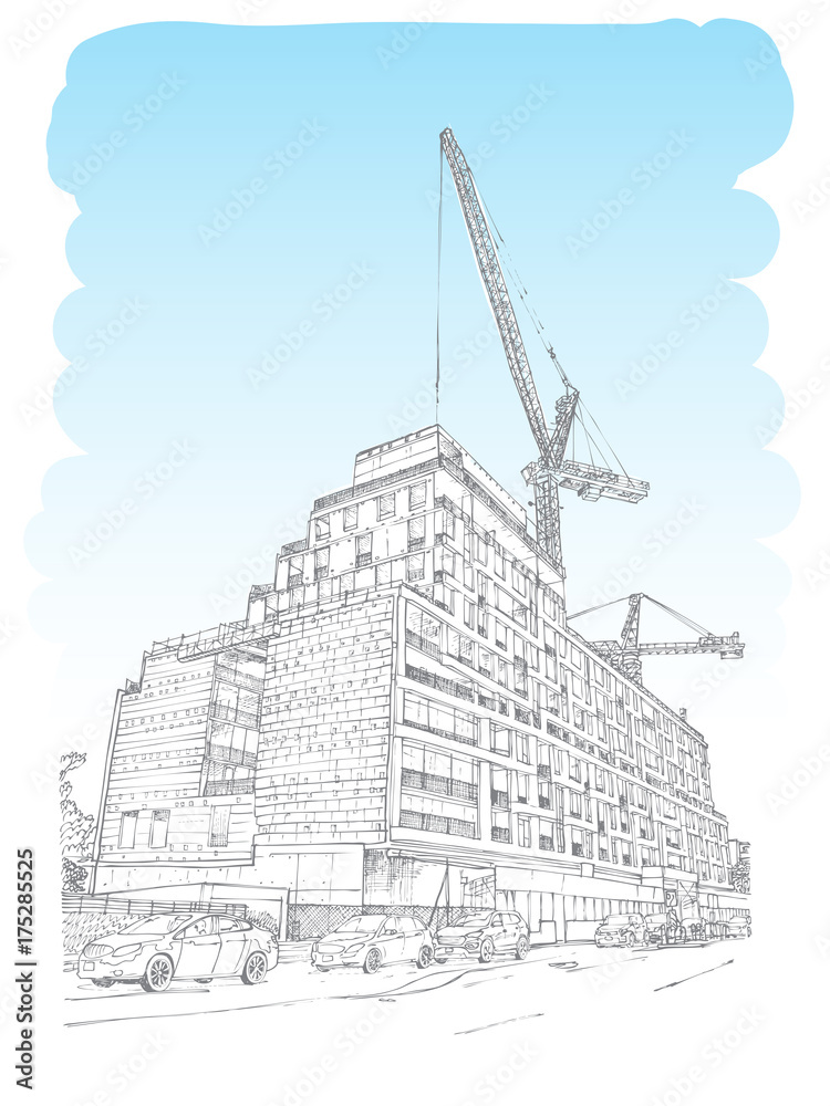 Building condo construction background. Urban landscape. Real Estate ...