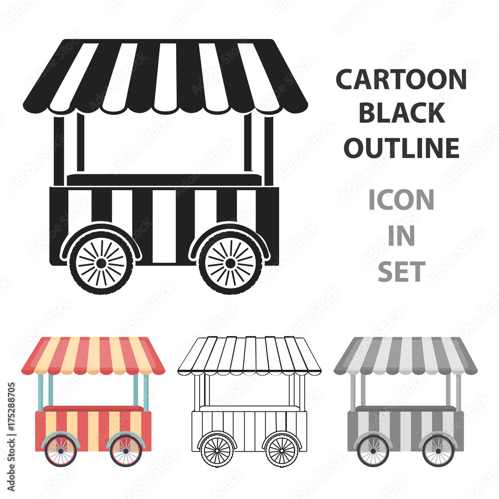 Snack cart icon in cartoon style isolated on white background. Circus ...
