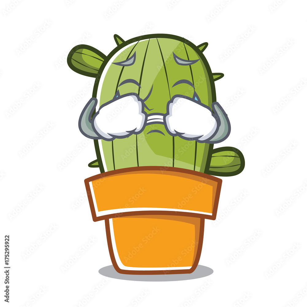Crying cute cactus character cartoon Stock Vector | Adobe Stock