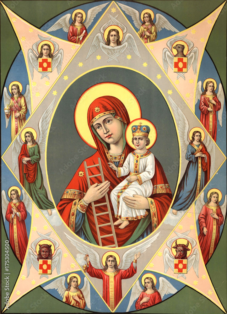 Virgin Mary. The burning Bush. Stock Illustration | Adobe Stock