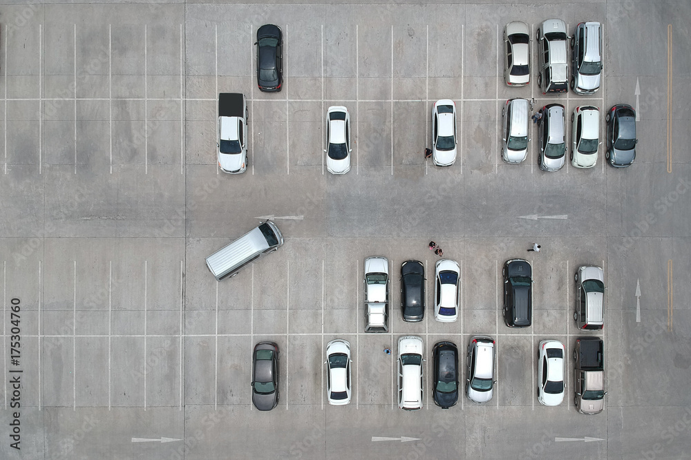 Foto de Aerial view of car parking top view do Stock | Adobe Stock