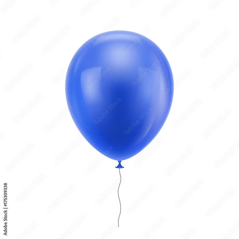 Blue realistic balloon. Blue inflatable ball realistic isolated white ...
