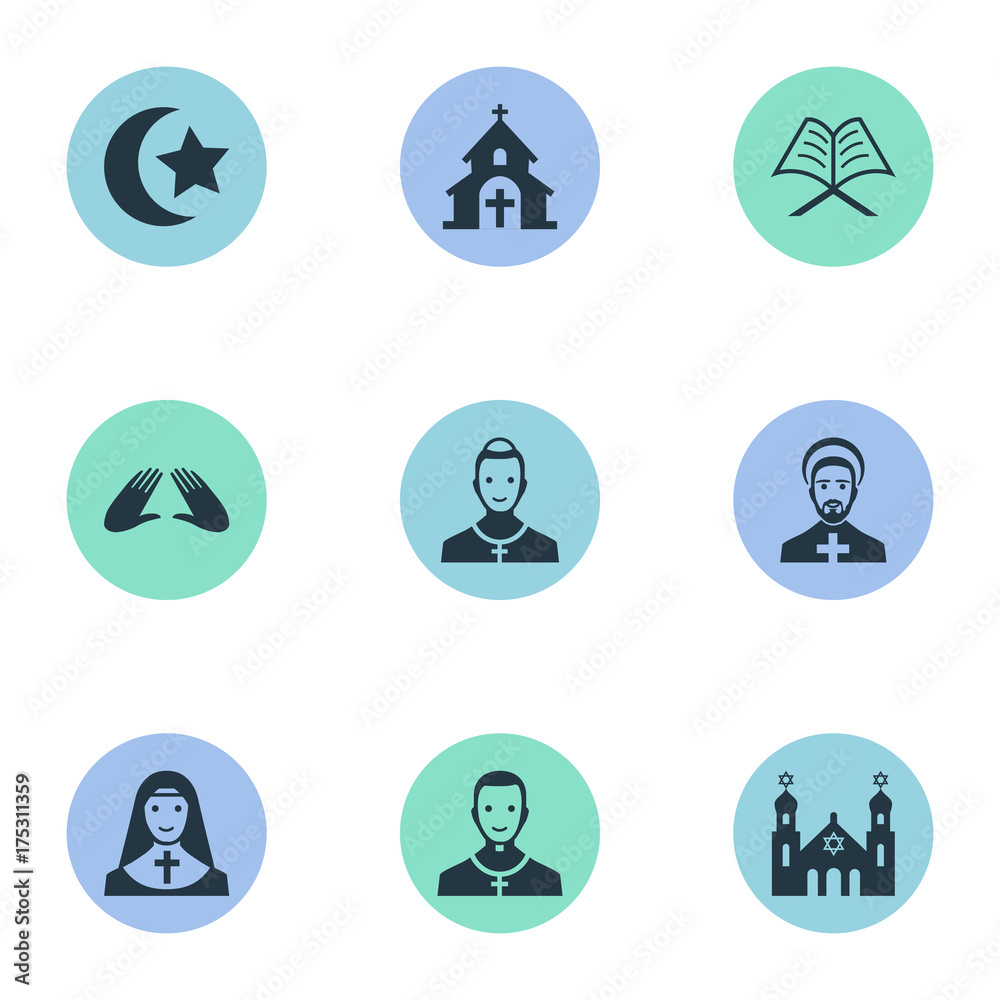 Vector Illustration Set Of Simple Faith Icons. Elements Muslim ...
