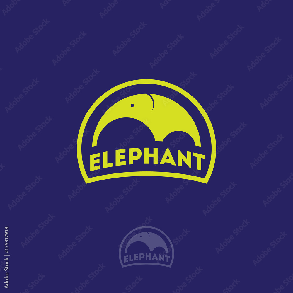 Elephant logo. Elephant emblems. Silhouette of an elephant with letters ...