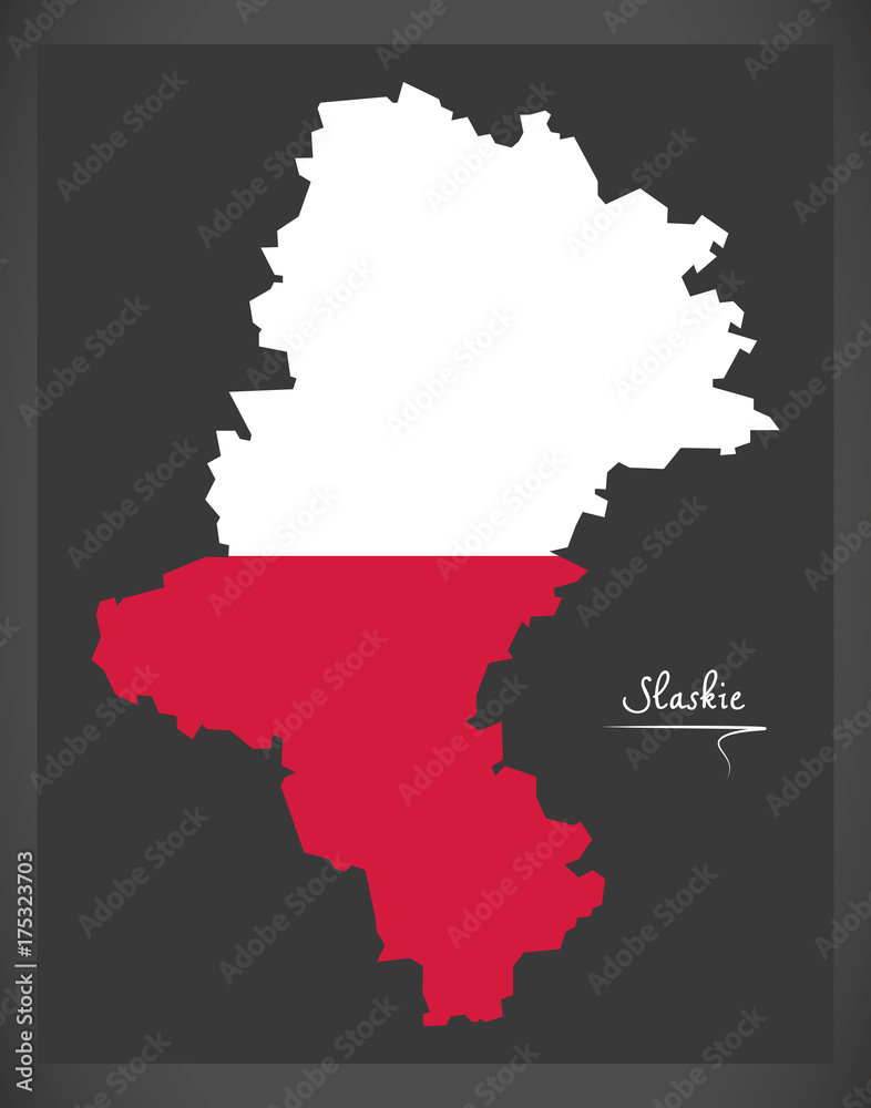Vetor de Slaskie map of Poland with Polish national flag illustration ...