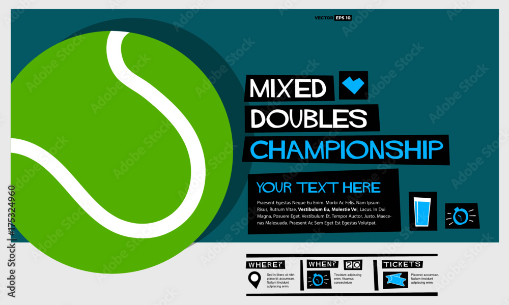 Mixed Doubles Championship (Flat Style Vector Illustration Sports ...