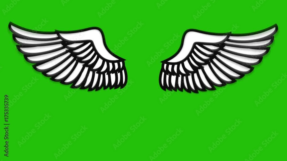Animation of flying wings on green background. Angel wings animation ...