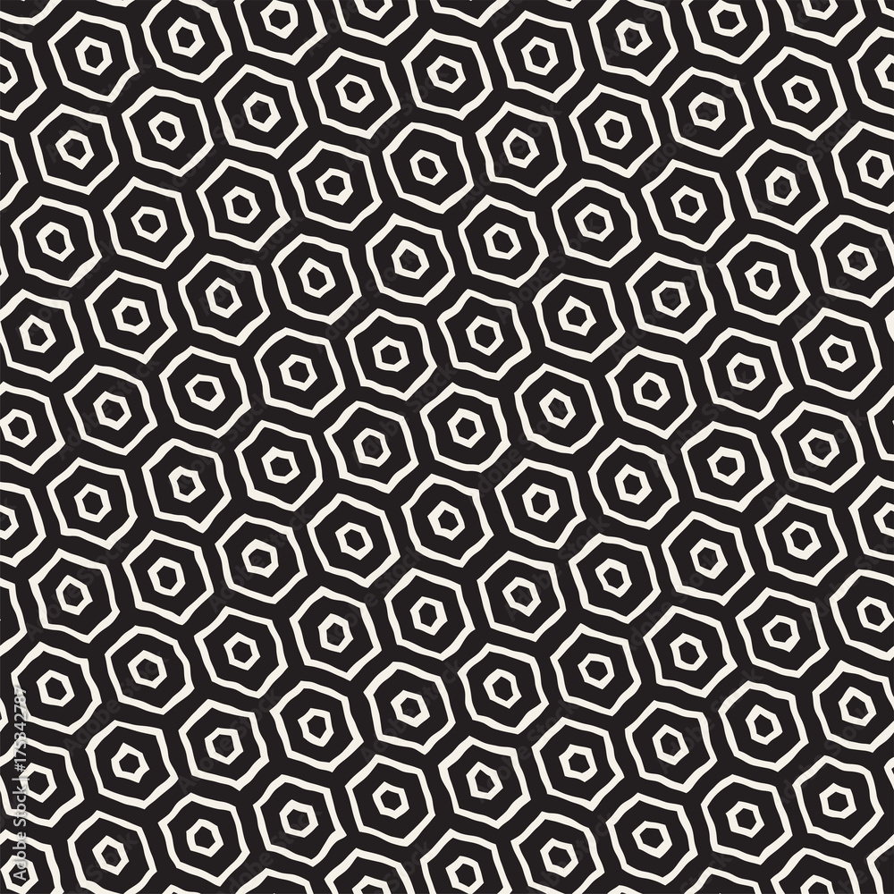 Seamless black and white pattern with hexagon lattice. Creative ...