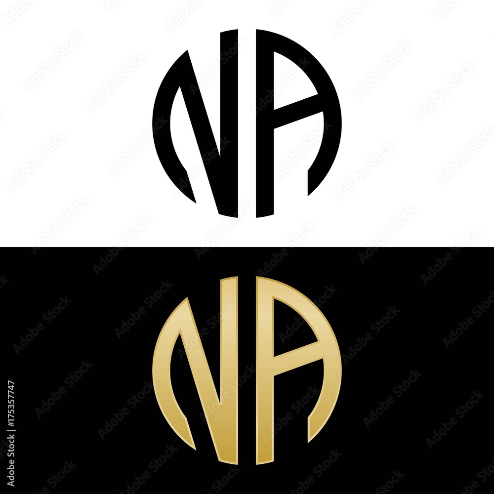 na initial logo circle shape vector black and gold Stock Vector | Adobe ...