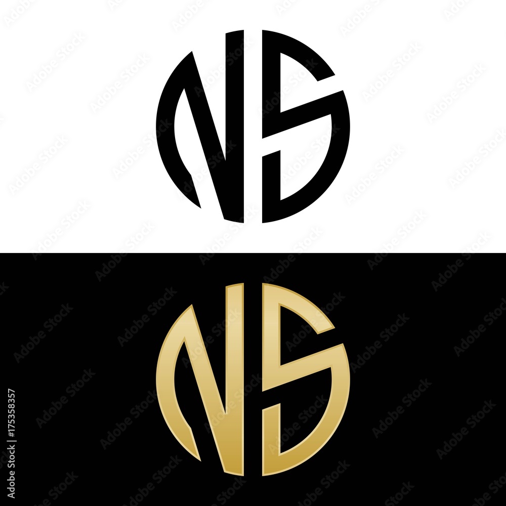 ns initial logo circle shape vector black and gold Stock Vector | Adobe ...