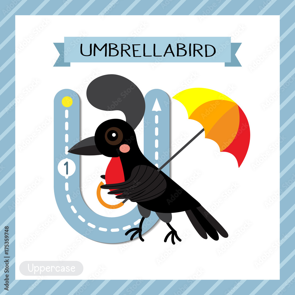 Letter U uppercase cute children colorful zoo and animals ABC alphabet ...