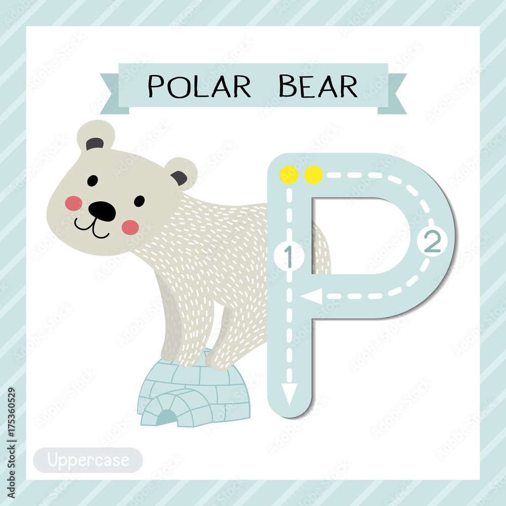 Letter P uppercase cute children colorful zoo and animals ABC alphabet ...