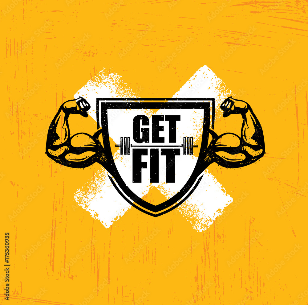 Get Fit. Workout and Fitness Gym Design Element Concept. Creative ...