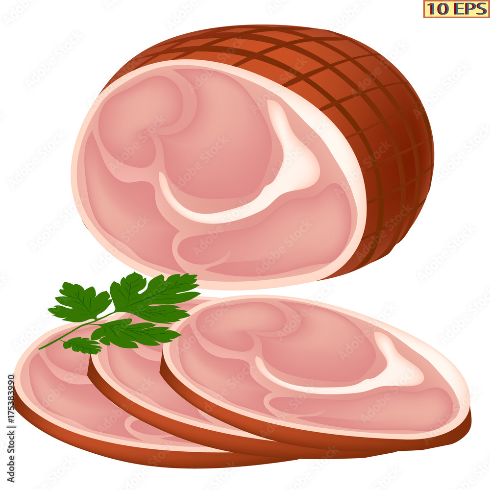 Vecteur Stock Ham icon. Smoked pork. Meat delicacies. Ham pork isolated ...