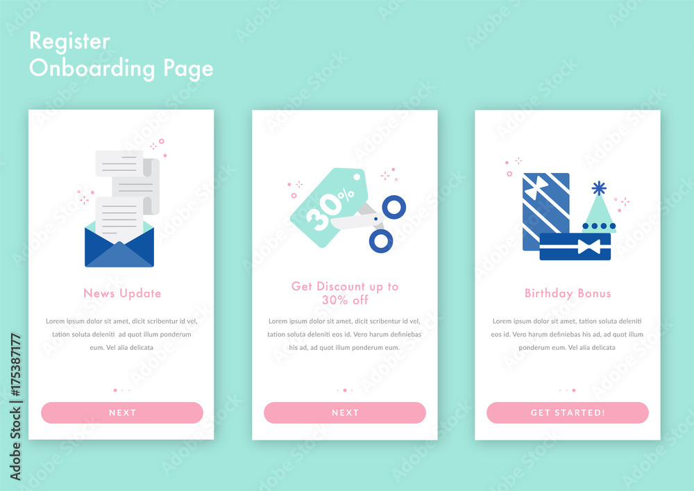 Onboarding screen walkthrough app splashscreen register login page ...