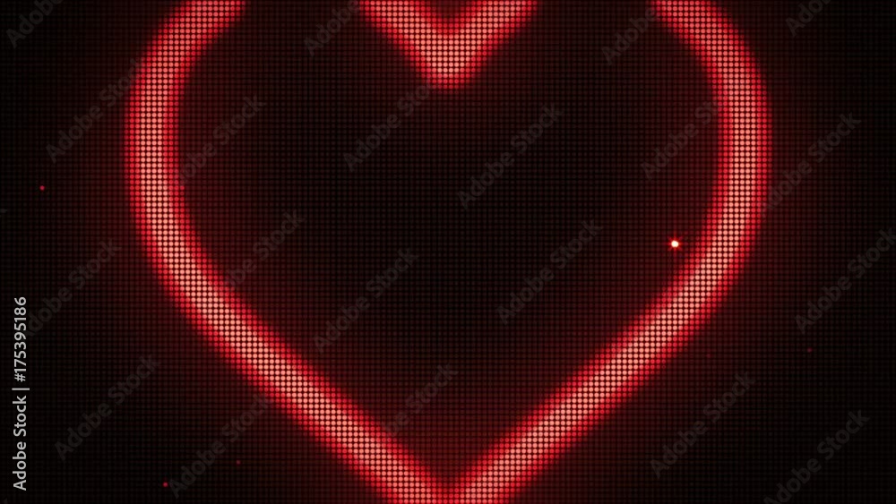 Heart shape on digital screen. Seamless loop animation. Different ...