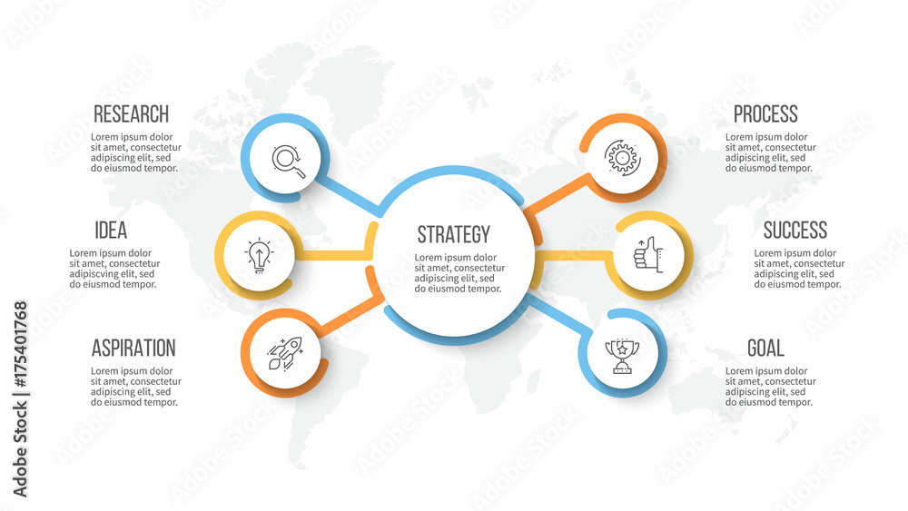 Business infographic. Organization chart with 6 options. Vector ...