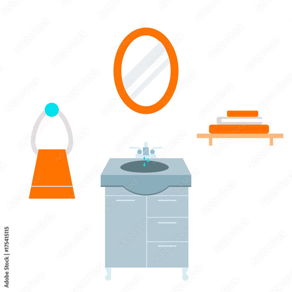 Bathroom icons process water savings symbols hygiene washing cleaning ...