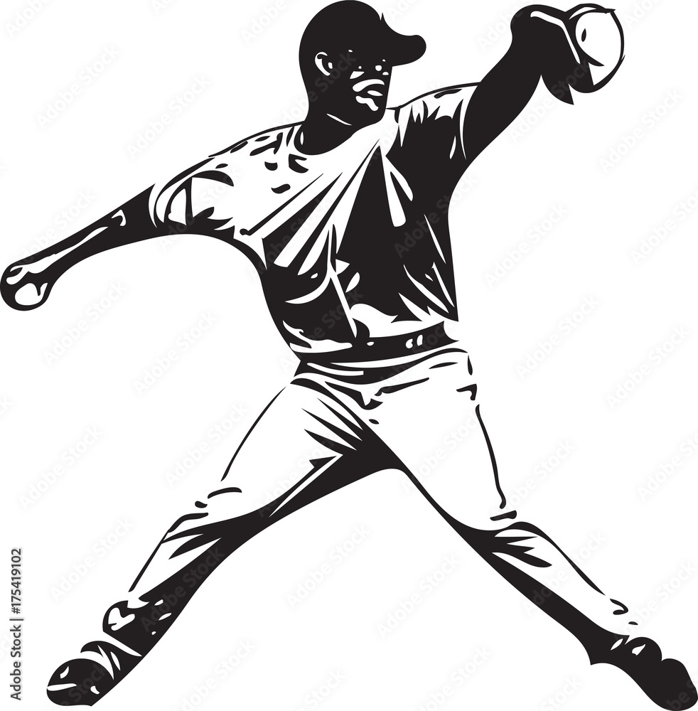 Illustration of baseball player playing Stock Vector | Adobe Stock