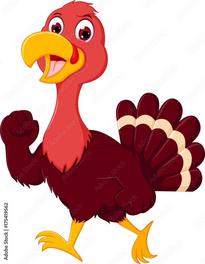 cute turkey cartoon walking with smile Stock Illustration | Adobe Stock