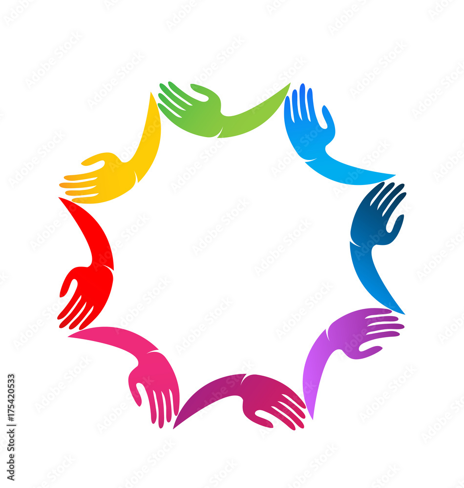 Diverse colorful hands coming together, vector icon Stock Vector ...