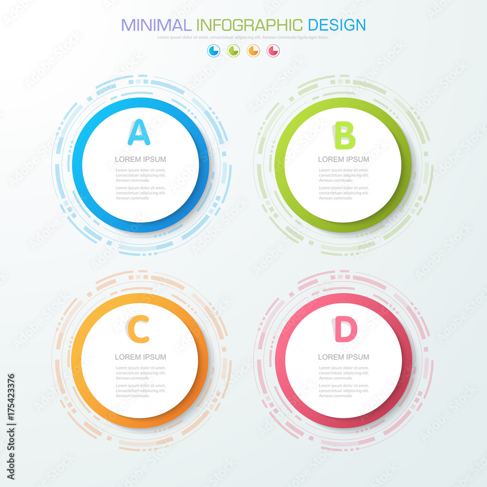 Infographic Elements with business icon on full color background process or steps and options ...