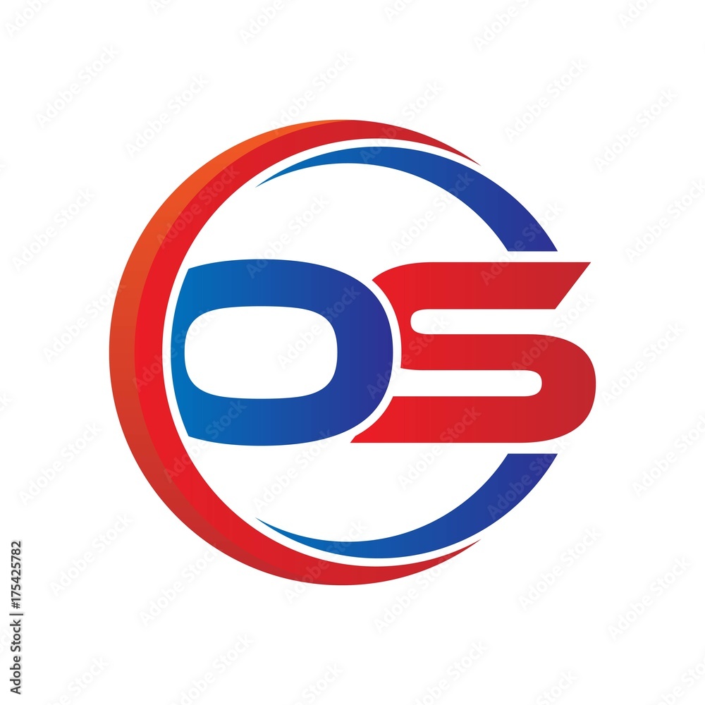 os logo vector modern initial swoosh circle blue and red Stock Vector ...