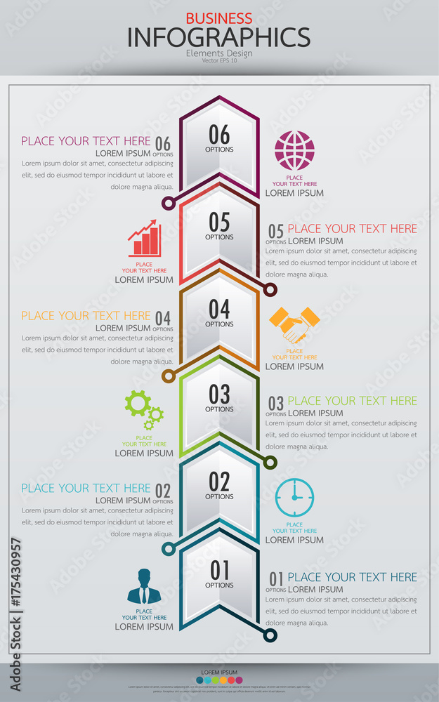 Infographic business vertical timeline process chart template. Vector ...