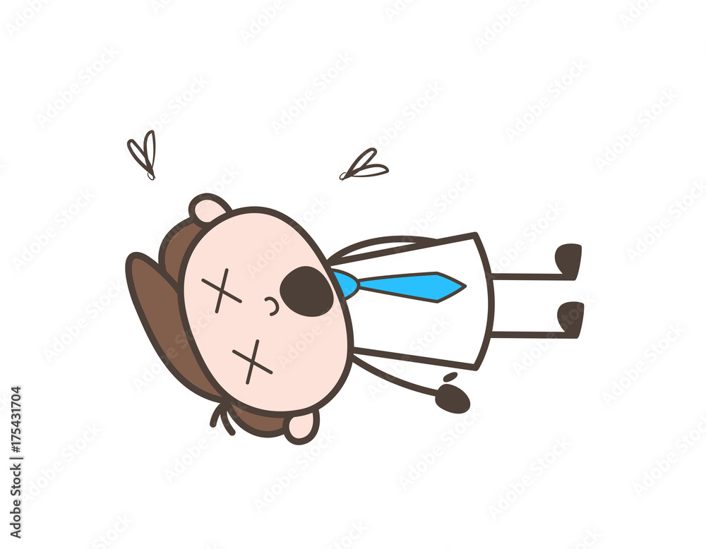 Dead Cartoon Businessman Body Vector Illustration Stock Vector | Adobe ...
