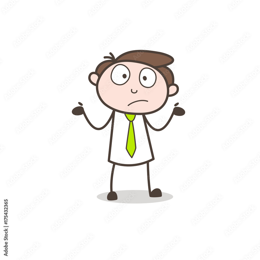 Cartoon Wonder Young Businessman Face Expression Stock Vector | Adobe Stock