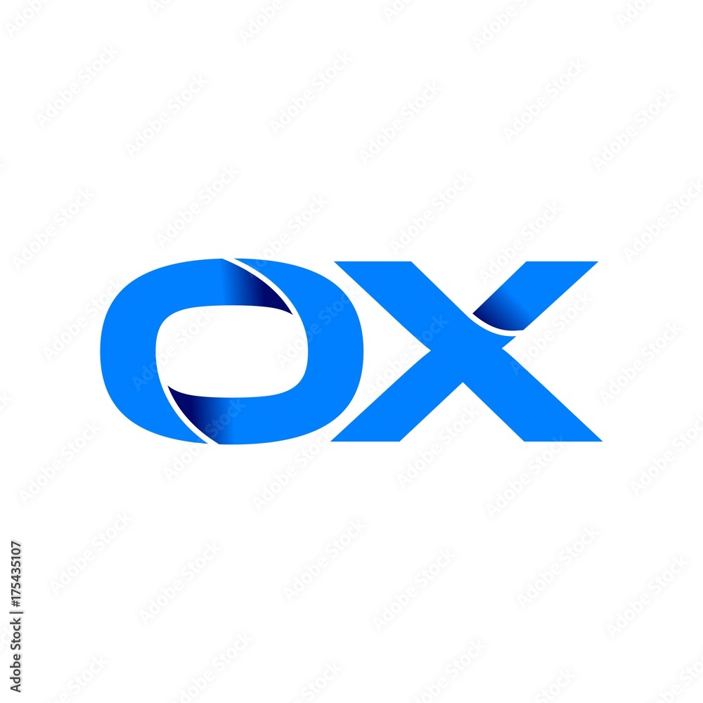ox logo initial logo vector modern blue fold style Stock Vector | Adobe ...