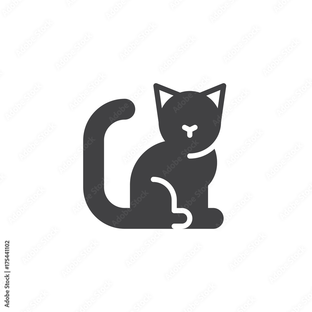 Cat icon vector, filled flat sign, solid pictogram isolated on white ...