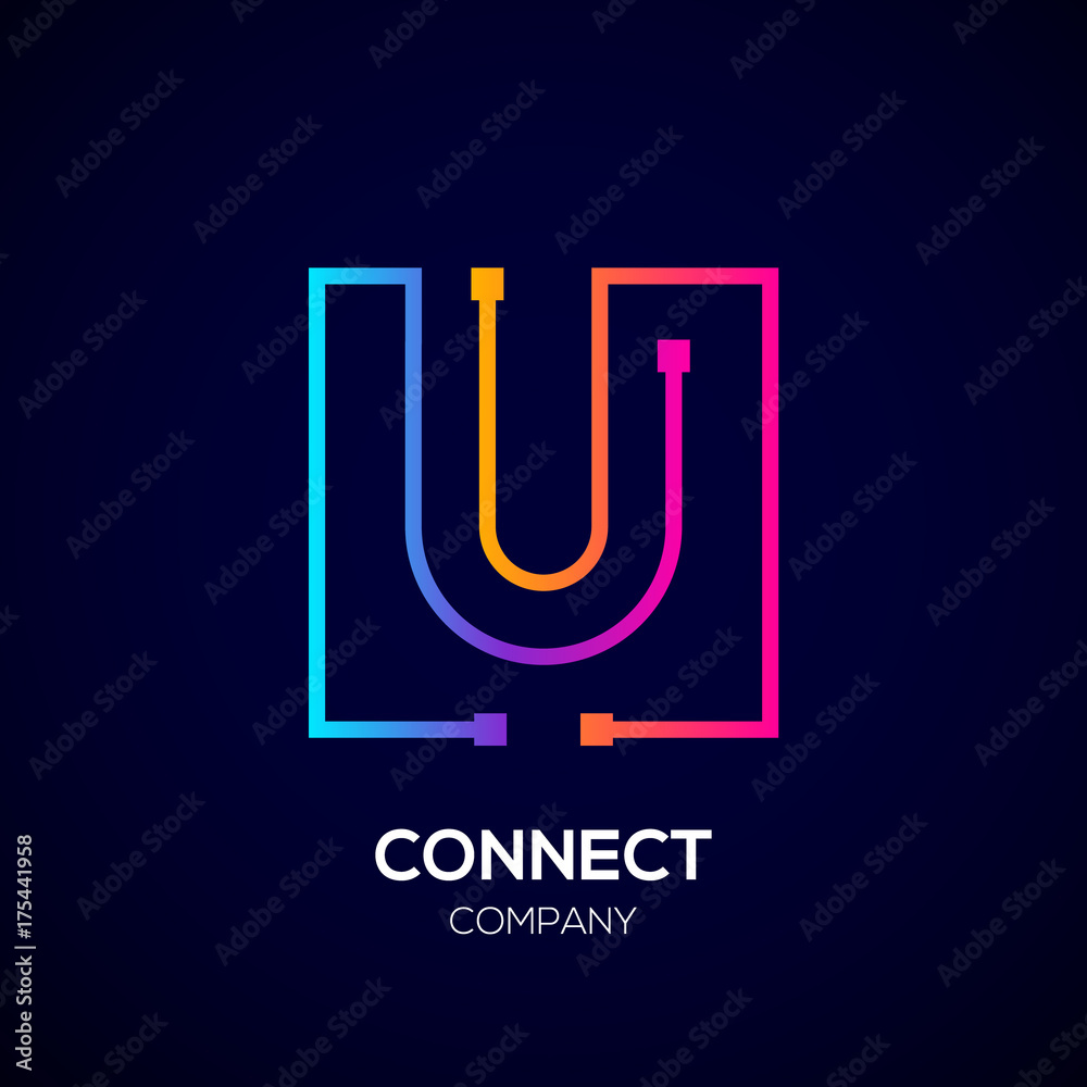 Letter U logo, Square shape, Colorful, Technology and digital abstract ...