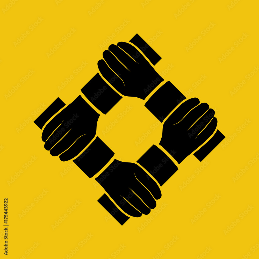 Connected hands silhouette icon isolated on background. Symbol of ...