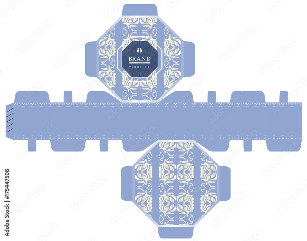 Packaging design, luxury 8-sided box design template. Illustration ...