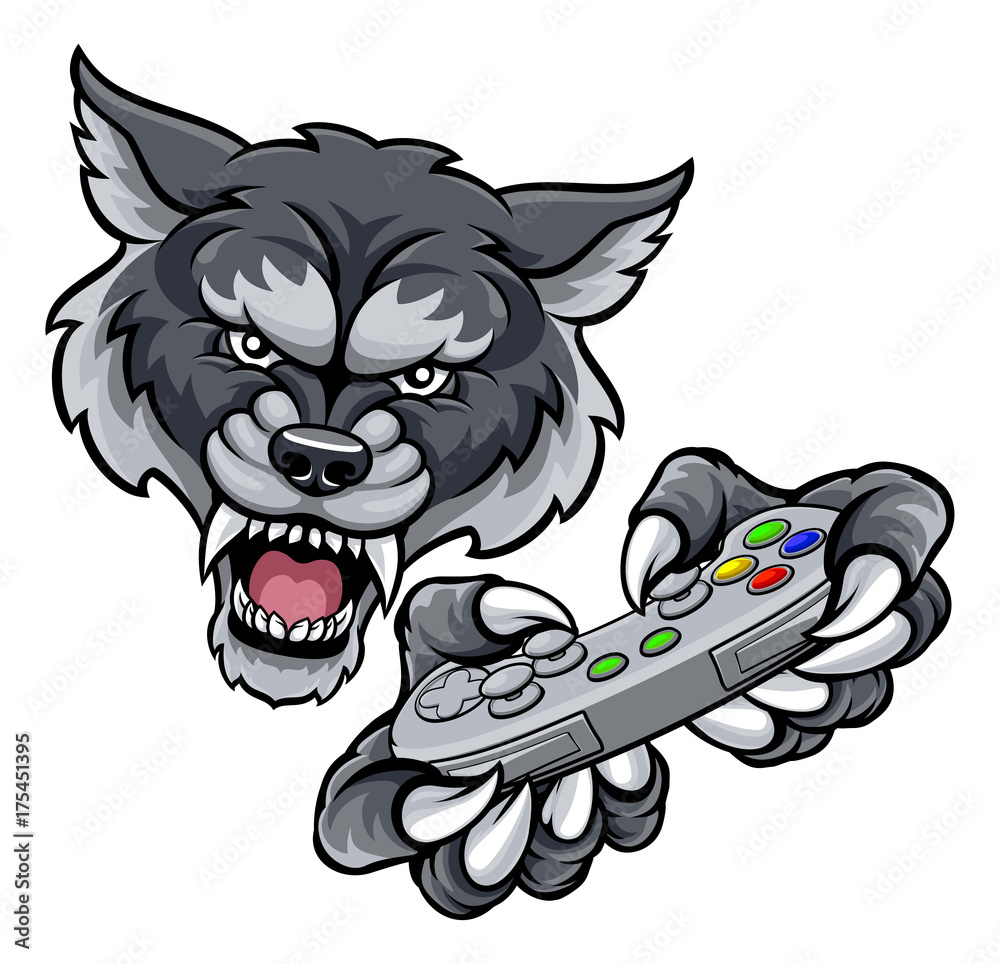 Wolf Player Gamer Mascot Stock Vector | Adobe Stock