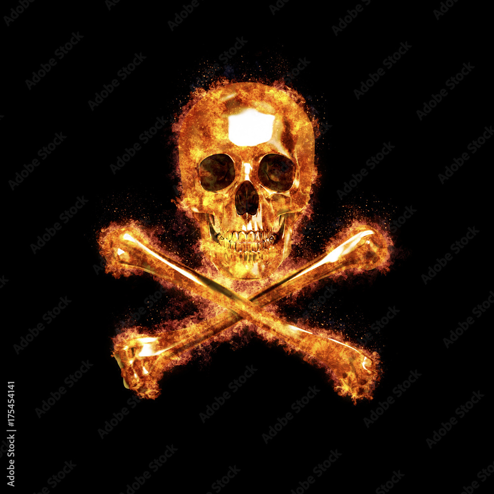 Flaming Skulls And Crossbones