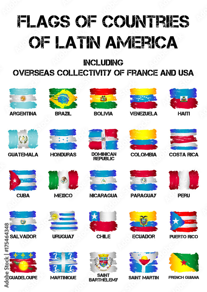 Set of flags of Latin America countries and dependent territories from ...