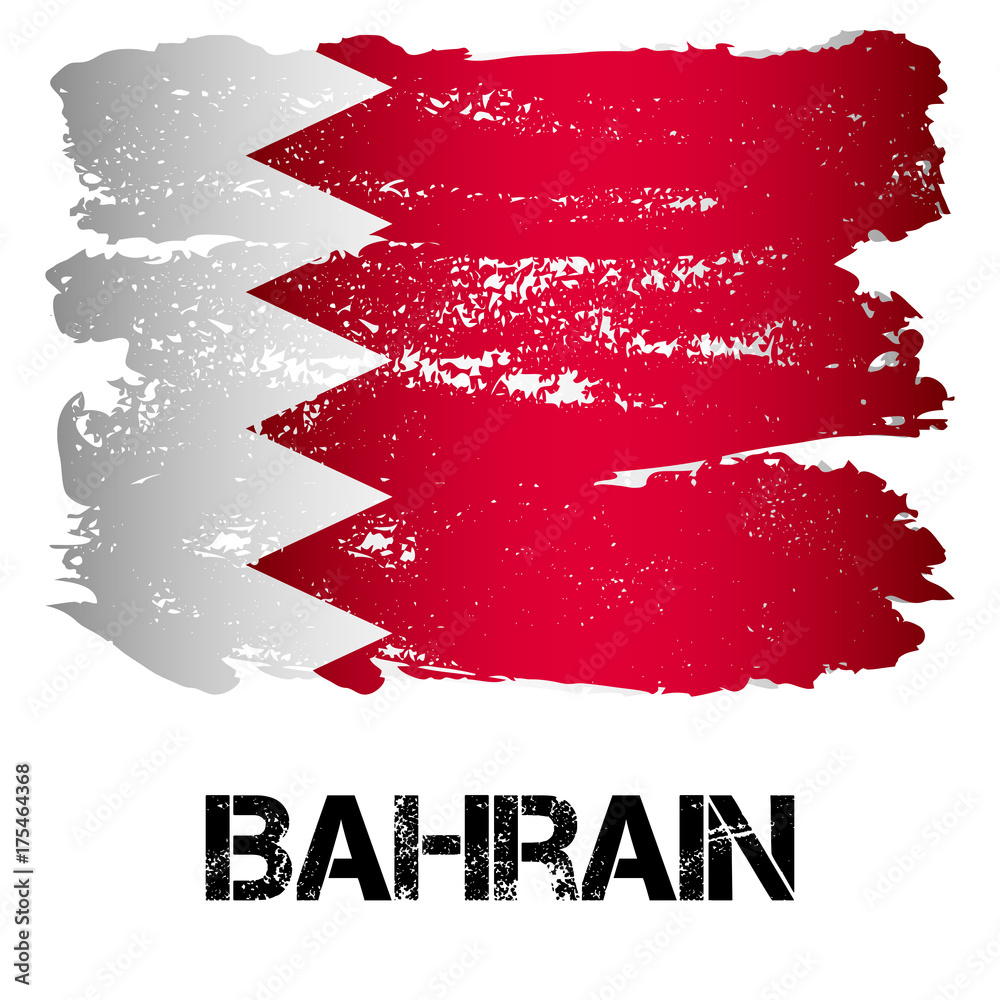 Flag of Kingdom of Bahrain from brush strokes in grunge style isolated ...