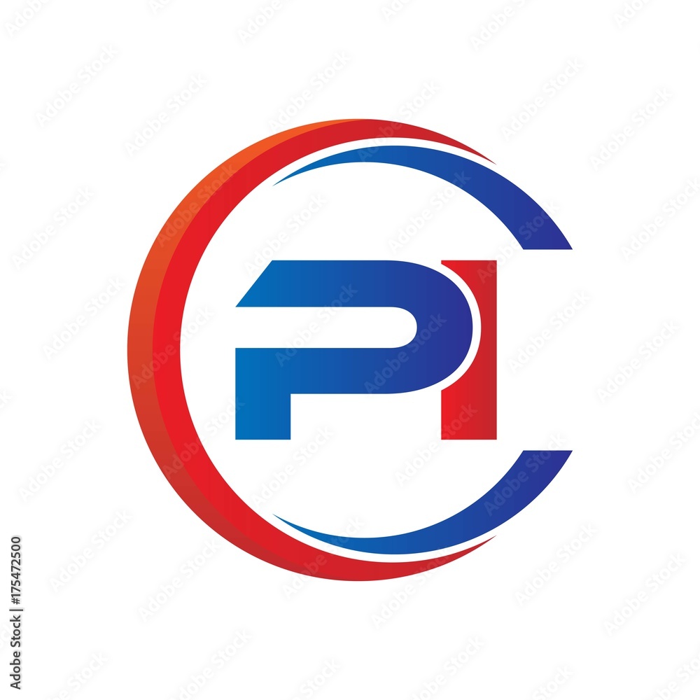 pi logo vector modern initial swoosh circle blue and red Stock Vector ...