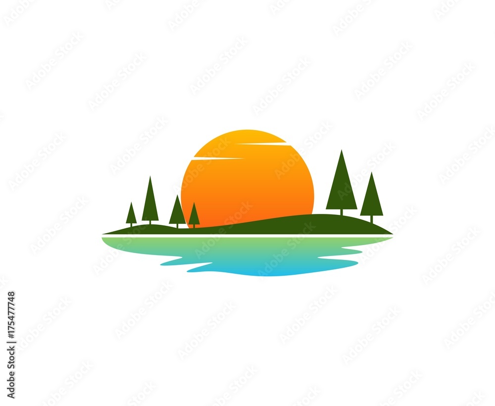 Sunset logo Stock Vector | Adobe Stock