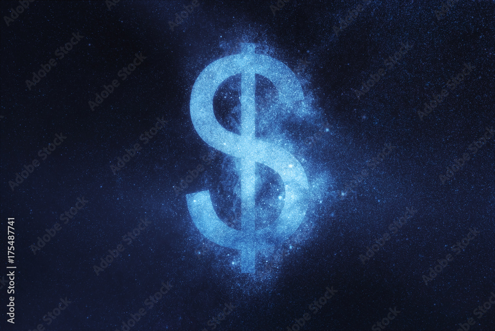 Dollar sign, Dollar Symbol. Abstract night sky background Stock ...