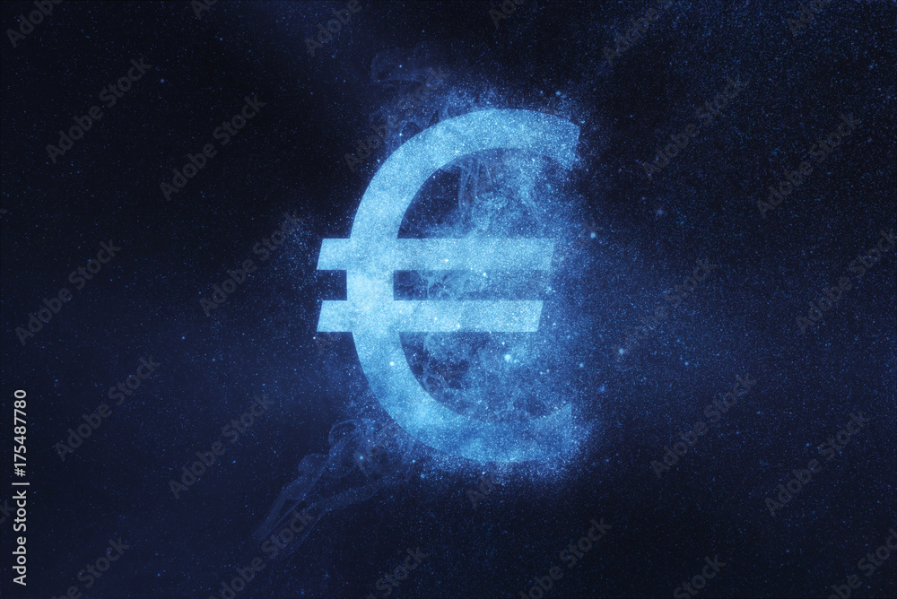 Euro sign, Euro Symbol. Abstract night sky background Stock Photo ...