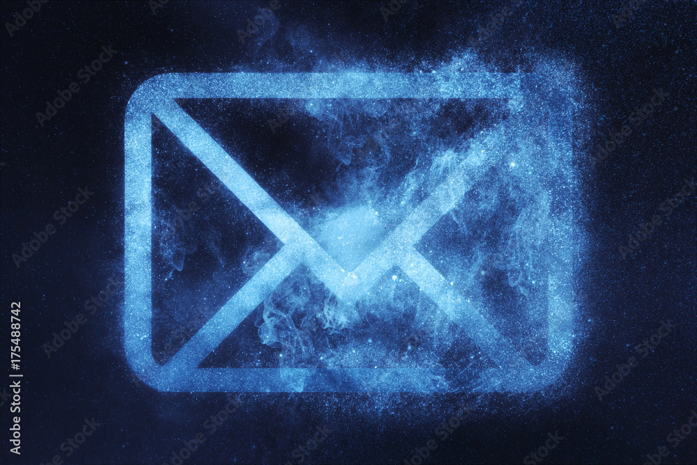 Mail sign, Mail symbol. Abstract night sky background Stock Photo ...