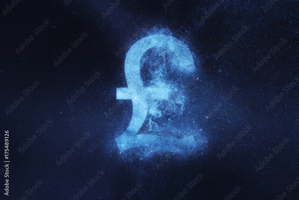 Pound sterling sign, Pound sterling Symbol. Abstract night sky ...