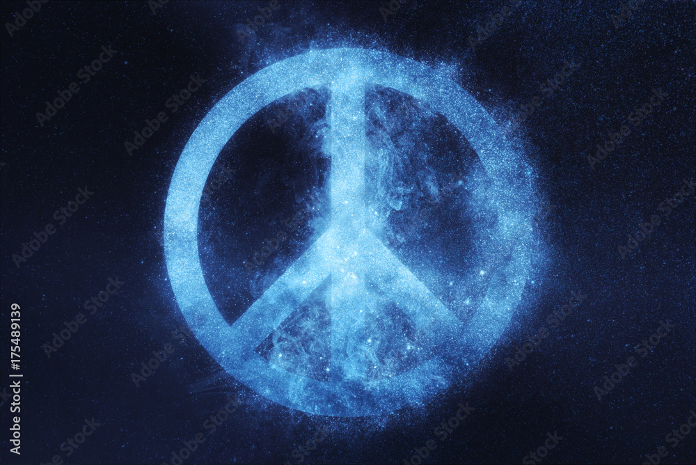 Peace sign, Peace Symbol . Abstract night sky background Stock Photo ...