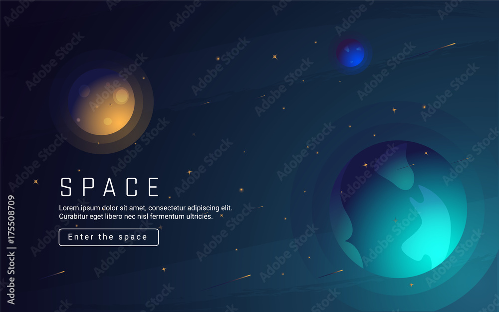 Vector realistic and futuristic space background with bright light ...